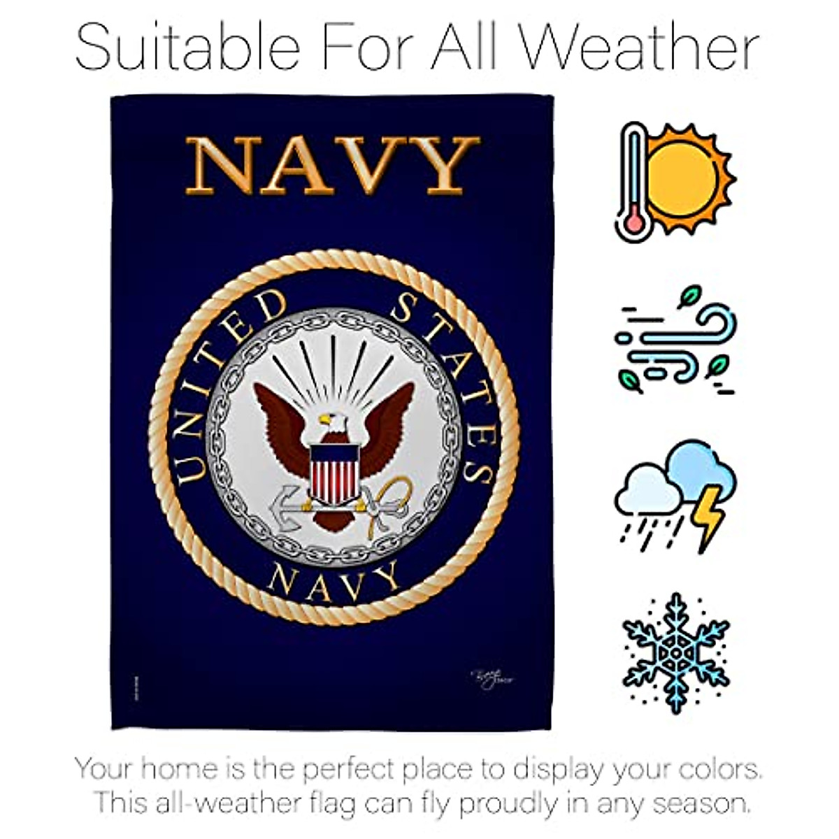 Breeze Decor US Navy Garden Flag USN Armed Forces Seabee Official Licensed United State American Military Veteran Retire Decorative, 13"x 18.5", Memorial Day Gifts Made in USA