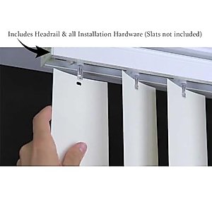Vertical Blinds Replacement Headrail Track Custom Made to Your Size, Stack, and Control Type - Complete with Brackets and Hardware (64.5 inches)