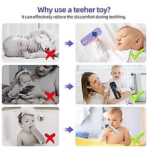 Chuya Silicone Baby Teething Toy Remote Control Shape Chew Toy for Babies 3-6 Months 3-24 Months, Teether Relief Baby Toys for Infants TV BPA Free(Purple)
