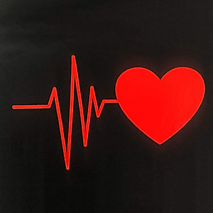 Heartbeat Love Funny Mom Son Daughter Matching T-Shirts Mother & Daughter Matching Set Mom & Baby Shirts Black