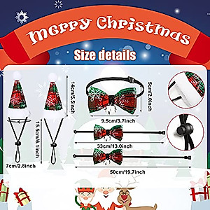 3 Pieces Dog Christmas Supplies Include 1 Christmas Bow Tie Collar 1 Pet Bandana Scarf and 1 Xmas Dog Hat for Small Medium Dogs and Cats Cats or Dogs (Red and Green,Adorable Pattern)