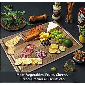 Bilikolik Large Walnut Wood Cutting Board for Kitchen (16x12x1.15) - Reversible Serving Tray - Walnut Cutting Board - Butcher Block - Meat, Vegetables, Fruits, Cheese