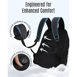 LIGHT FLIGHT Laptop Backpack for Women fits 15.6'' Computer School Backpack with USB Charging Port, for Book Bag Work College Business Travel,Black