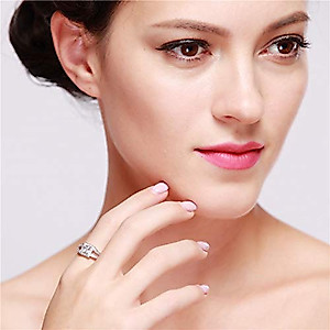 Uloveido Princess Cut Lab Created Diamond Wedding Engagement Ring Square Cubic Zirconia infinity Rings with Halo (Size 6) WX013