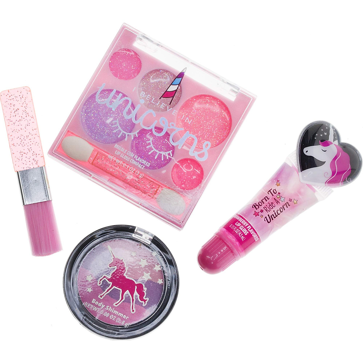 Townley Girl Unicorn Makeup Set with 8 Pieces, Including Lip Gloss, Nail Polish, Body Shimmer and More in Unicorn Bag, Ages 3+ for Parties, Sleepovers and Makeovers