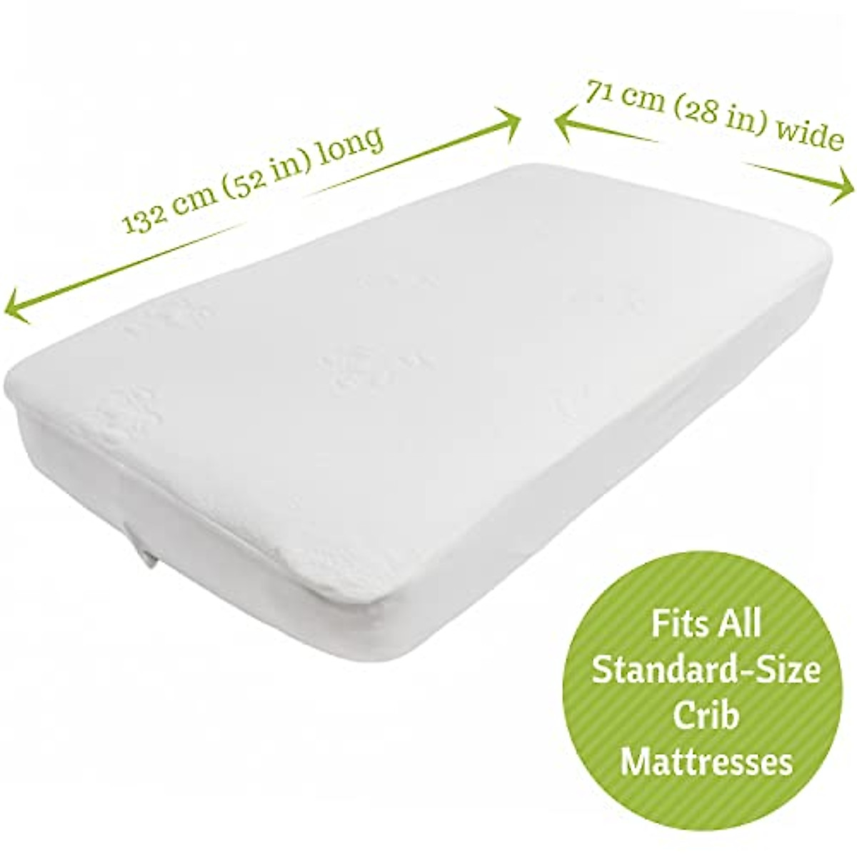 Vesta Baby Crib Mattress Protector Noiseless Waterproof Pad Cover Soft Jacquard Fitted Sheet Natural Bamboo for Infant and Toddler Standard Size Cribs