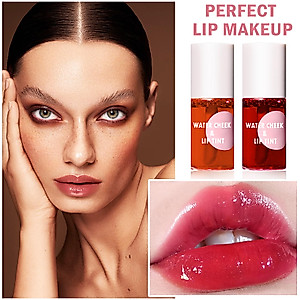 ZHISHUDL 2 Colors Lip Tint Stain Set,Lip Stain Long Lasting Waterproof,Moisturizing Liquid Lipstick Tinted for Cheek,Lip and Eyes,Lip Tint Non Stick Cup Tinta Para Labios (#01#02)