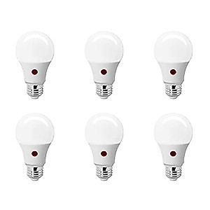 SYLVANIA Dusk to Dawn A19 LED Light Bulb with Auto On/Off Light Sensor, 60W=9W, 800 Lumens, 2700K, Soft White - 6 Pack (41257)