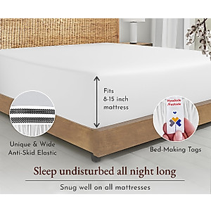 California Design Den California King Fitted Sheet Only, 100% Organic Cotton Percale, Cal King Sheet Deep Pocket Fitted, Anti Skid Elastic, GOTS Certified, Lightweight & Snug-Fit, Crisp - 1 Pc, White