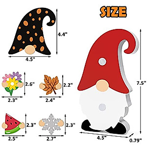 Huray Rayho Interchangeable Wooden Gnome Decor Holiday Seasonal Tiered Tray Decorative with 25 PCS Magnet Swappable Pieces Detachable Hat Office Home Sign Fall Thanksgiving Christmas Housewarming Gift