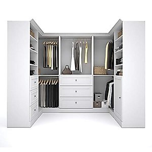Bestar Versatile U-Shaped Walk-in Closet Organizer, 108W, White