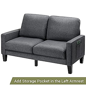 AOGLLATI 58" Small Loveseat for Bedroom with Hidden Storage, Love Seat with 2 USB Charging Ports, Loveseat Sofa with Side Storage Pocket, Sofa Couch for Living Room Apartment and Small Spaces