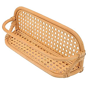 Aqur2020 Rattan Wall Shelf, Wall Mounted Floating Shelf Towel Rack Holder for Bedroom, Living Room, Bathroom, Kitchen, Office Decor