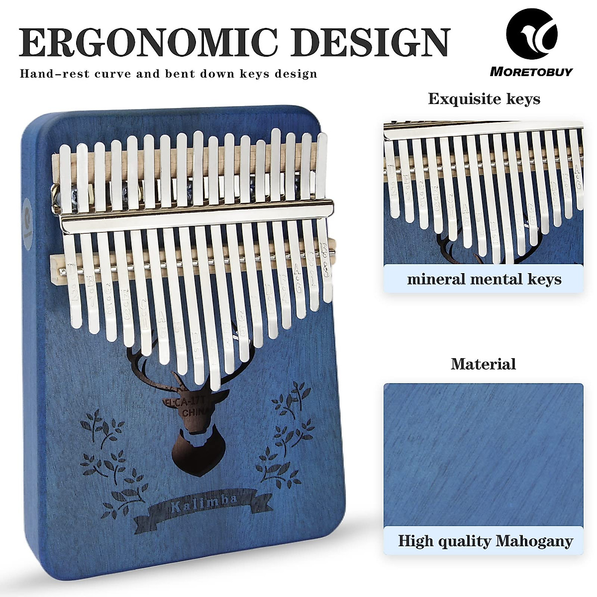 CloudyPeak Kalimba 17 Key Portable Mbira Finger Piano, Kalimba with Protective Box,Tune Hammer and Study Instruction, Thumb Piano for Kids Adult Beginners Professional