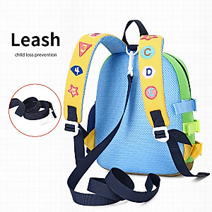 SHENHU Waterproof Kids Backpack Lightweight Kindergarten SchoolBag Bookbag Preschool Bag with Buckles and Laces with Leashes for Boy Girl Yellow