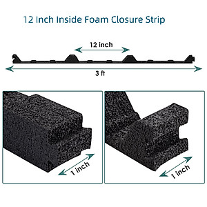 showingo (20 PCS)12" Inside Foam for Metal Roofs Classic Ribbed Profile Foam Closure Strip for Metal Roofing Panels 3' Long Roof Closure Strip, Noise Reduction, and Resistance to Cold