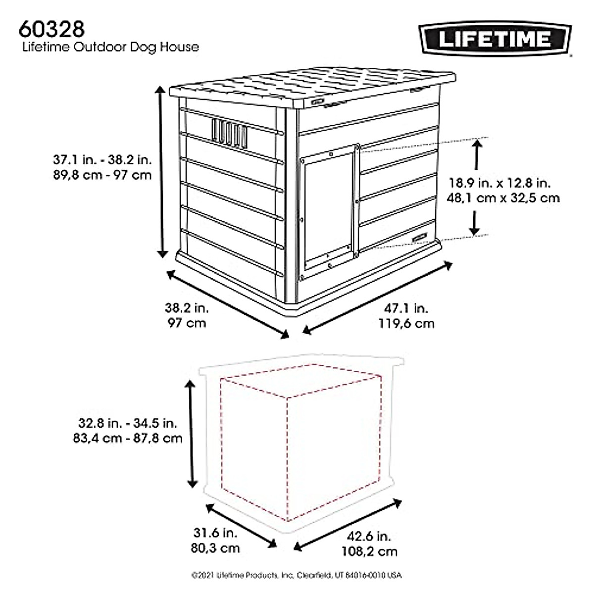 Lifetime Deluxe Dog House, Weather Protected with Adjustable Vents, Ideal Shelter for Medium to Large Dogs