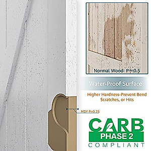 ALAMEDADT 36'' x84'' Sliding Barn Door Kit with 6.6 Ft Barn Door Hardware Kit, MDF, Solid Core, Combined with Handle and Floor Guide-Assembly Required-Include Installation Manual, K Shape, White