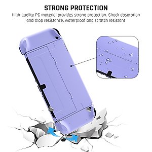 GLDRAM Case for Nintendo Switch OLED Model 2021 with Screen Protector and 4 PCS Thumb Caps, Protective Hard Cover for Switch OLED Console & JoyCon - Ultra-Slim & Flip Shell (Purple)