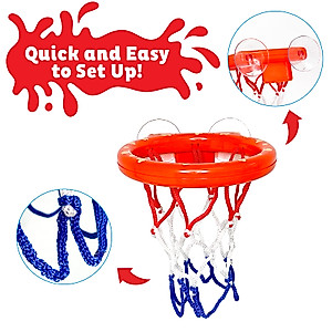 Kid Bath Toys Bathtub Basketball Hoop and 3 Balls Set by 4U2BUY – Strong Suction Cup Bath Toys for Kids – Bathroom Ball Shooting Game for Kids