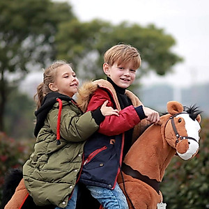 Ufree Horse Best Birthday Gift for Boys, Action Horse Toy, Rocking Horse with Wheels Giddy up Ride on for Kids Aged 3 to 6 Years Old, Amazing Birthday Surprise.