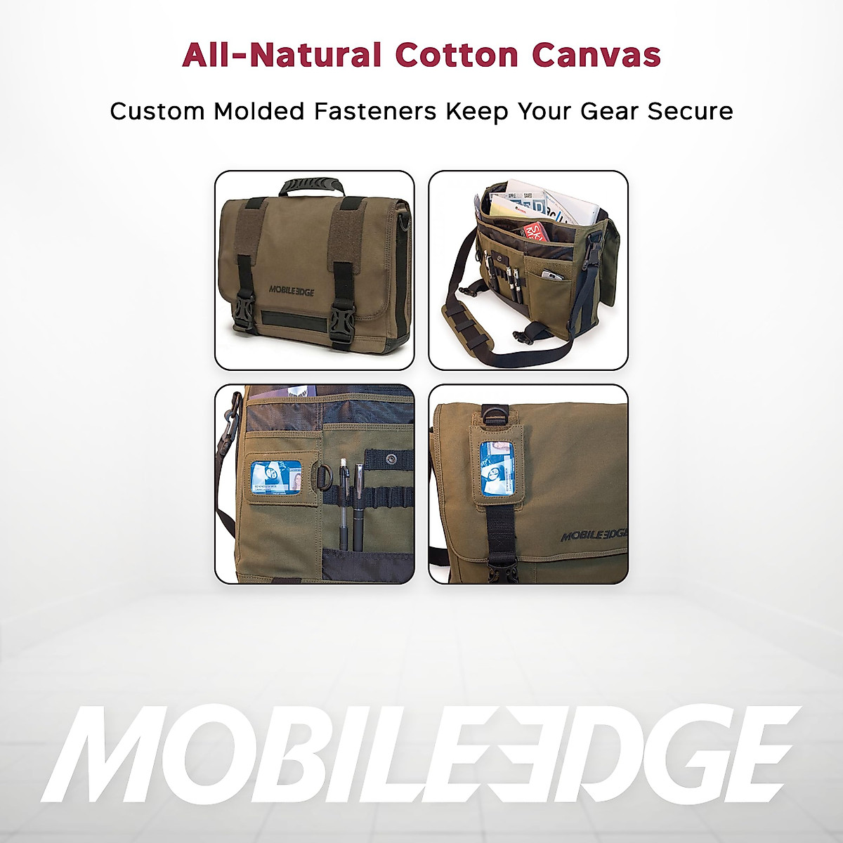 Mobile Edge ECO Laptop Messenger Bag for Men and Women, Fits Up To 14 Inch Widescreen PCs, Compatible with MacBook Pro 15 Inch, Travel Computer Bag, Olive Green, MEUME9