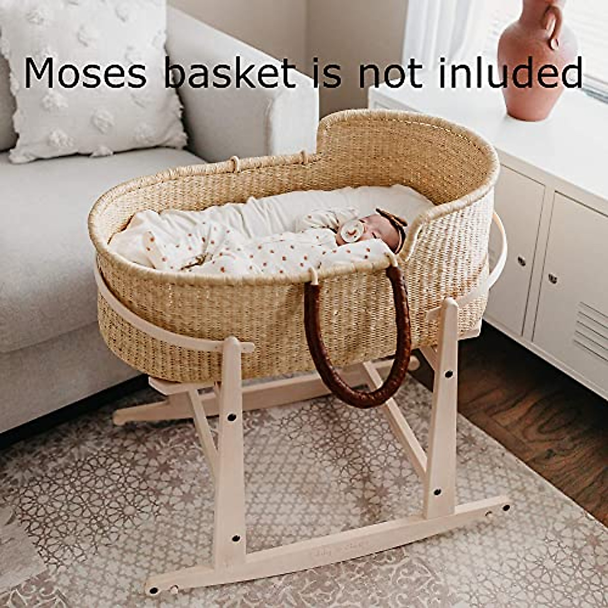 2 in 1 Natural Rocking Stand for Large Baskets (basket's Outside Bottom Width = 18.5" W) - with Brakes (Read All Product Details)