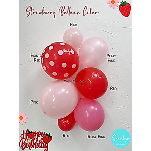 Soonlyn Berry First Birthday Decor 12Ft Strawberry Balloon Arch Kit with Strawberry Balloons Garland Foil First Daisy Dalloons for First Birthday Sweet Baby Shower