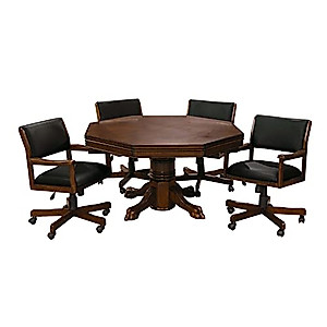 Fairview Game Rooms 3-in1 Combination Game & Dining Table Set with 4 Rocker-Swivel Chairs- (Chestnut)
