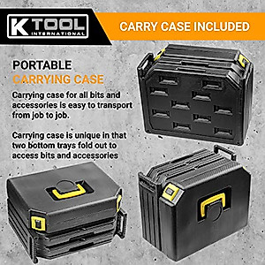 K Tool International 10330 Automotive Plastic/Steel/Wood Premium Drill Bit/Accessory Set for Garages, Repair Shops, and DIY, 16"x13"x9.5" Portable Carrying Case, (2) Folding Trays, Black, 326 Piece