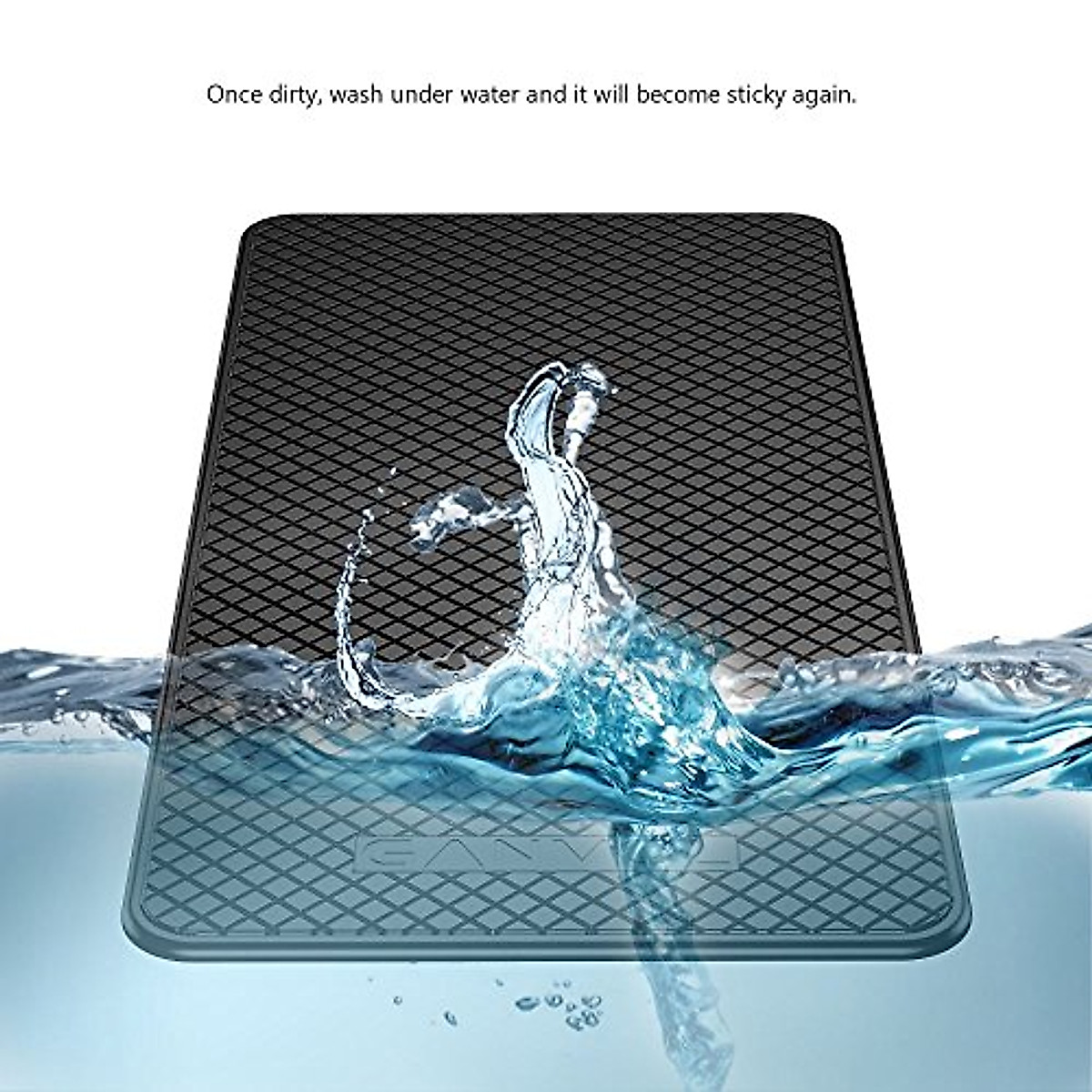 Ganvol 4 Pack Anti-Slip Sticky Pads 5.3 x 2.7 in, Dashboard Cell Phone Holder, Car Dash Non-Slip Radar Detector Mat, Slide Proof, Heat Resistant Don't Melt Under Hot Sun, Reusable After Washing