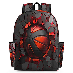 YoCosy School Backpack for Boys Girls Black Red Sport Basketball Kids Backpack Bookbag for Elementary Preschool Travel Daypack Laptop Backpack Purse for Women Men Teens