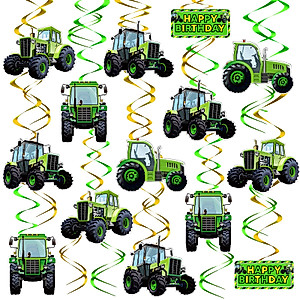 30 Pieces Tractor Party Supplies Tractor Birthday Decorations Green Tractor Hanging Swirls Tractor Time Hanging Favors Party Decorations for Tractor Green Theme Birthday Baby Shower 5 Styles