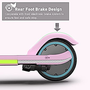 Qmwheel M2 Pro Kids Electric Scooter Smart LED Display, Adjustable Height,150W Motor 3-10mph Speed Limit, Colorful Deck Lights,Rear Foot Brake, Safety Electric Scooter for Kids Age 6-13.
