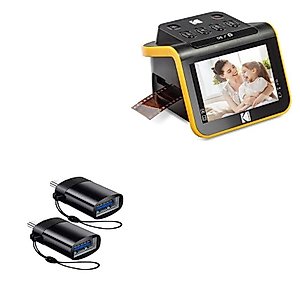 BoxWave Cable Compatible with Kodak Slide N Scan - USB-C to A PortChanger (2-Pack), USB Type-C OTG USB Portable Keychain - Slate Black