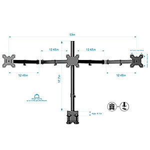 Rocelco 46" Large Height Adjustable Standing Desk Converter with Triple Monitor Mount BUNDLE - Sit Stand Up Computer Workstation Riser - Retractable Keyboard Tray - Teak Wood Grain (R DADRT-46-DM3)