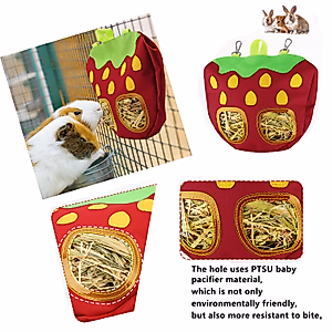 Rabbit Hay Feeder Bag, Hay Feeding Bag for Rabbits,Guinea Pig Hay Feeder Storage, Hanging Rabbit Hay Feeder Bag for Guinea Pigs Bunnies Chinchillas（Red）