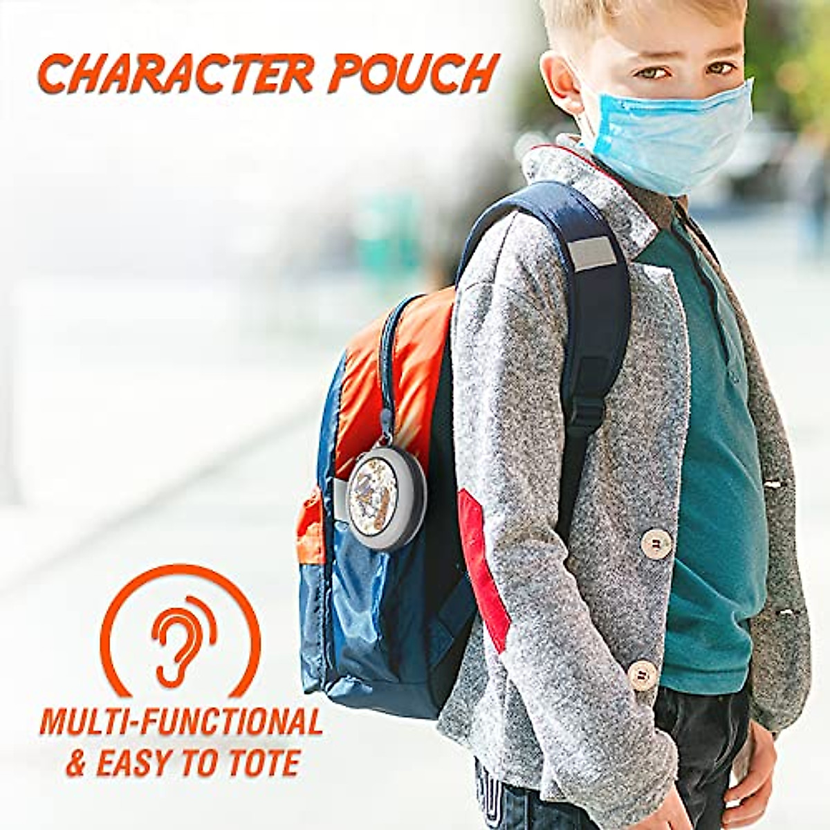 Volkano Bulldog Kids Child Sized for Boys with Carry Case and Keyring - 3.5MM Stereo Jack - Wired Earbuds with Safe Volume 85dB - Earbuds for Kids for School for Online Learning/Tablet - Grey/Black