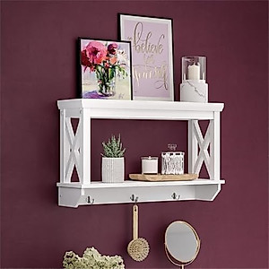 RiverRidge La Crosse Bathroom 3 Towel Hook Wall Shelf