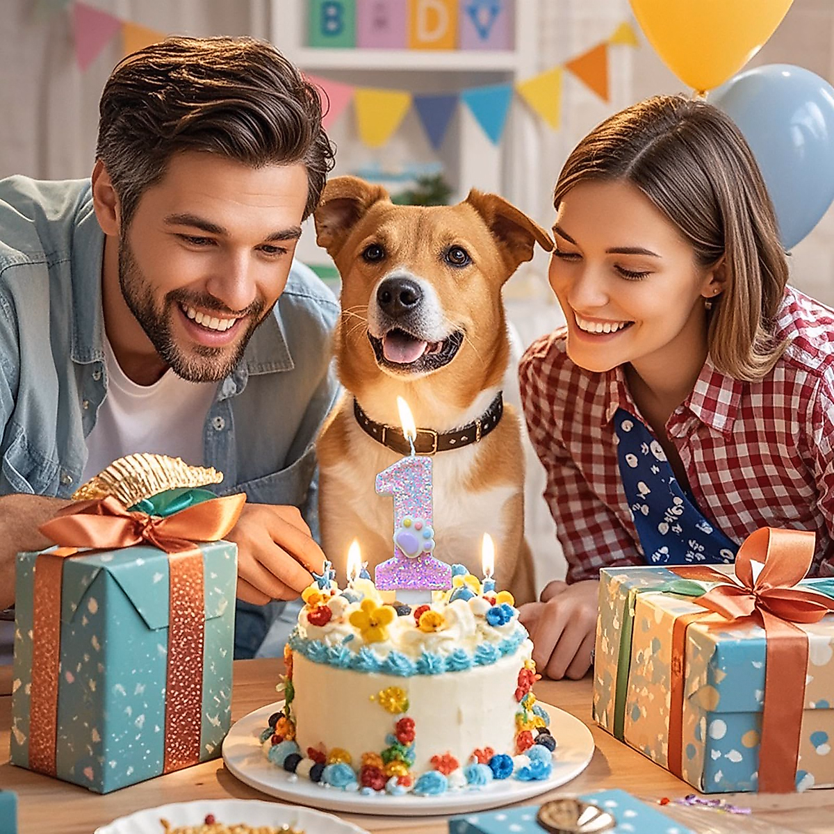 Dog Paw Birthday Candles Numbers, Pink Number 2 Candle for Cake Party Supplies, 3 inch Cake Topper Decorations, Birthday Decorations for Kids (Number 2, Pink)