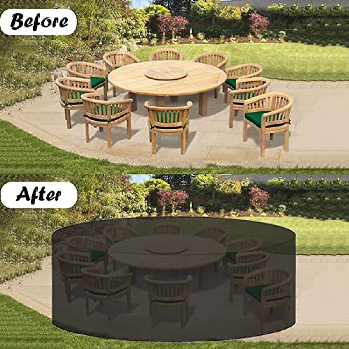 XYXH Round Patio Furniture Cover Waterproof 40" D x 20" H, Garden Furniture Covers, Outdoor Table Chair Covers, Tear Resistant Durable Oxford Fabric Sun Protection