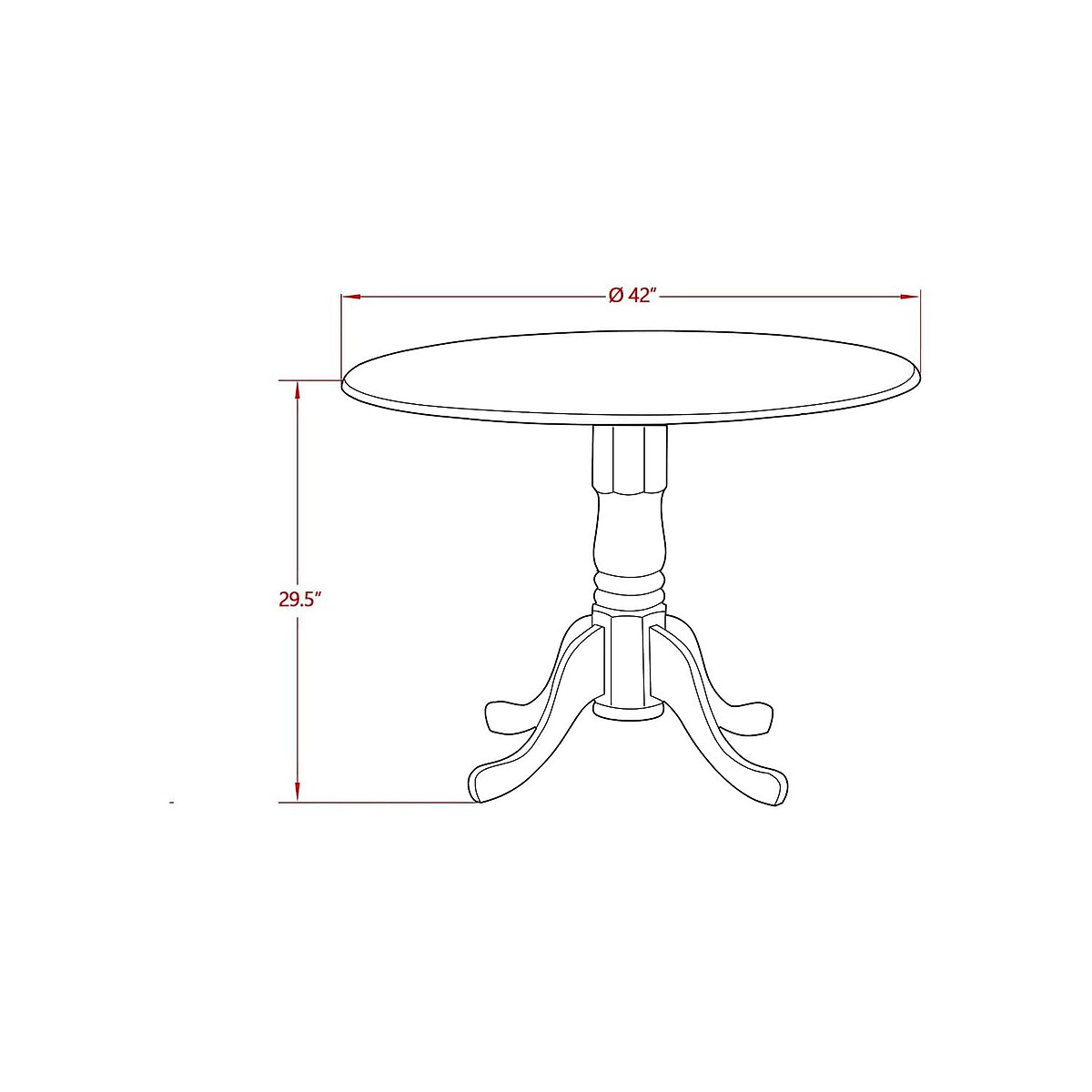 HomeStock Artistic Accomplishment Antique Round Dining Table Made of Sturdy Wood, Round Table Top with Pedestal Base, Ideal for Small Dining Areas, Compact Dining Table with Dropleaf, 42 x 42 Inch