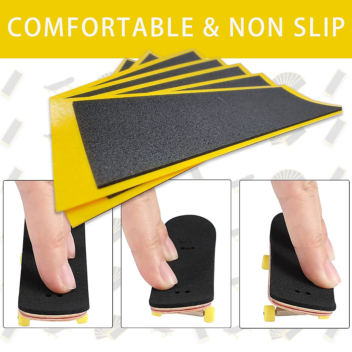 Birllaid Fingerboard Foam Grip Tape,12 Pcs Fingerboard Grip Tape,38mmX110mm 12