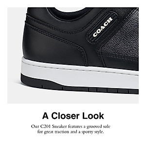 Coach Men's C201 Signature Sneaker, Black, 10