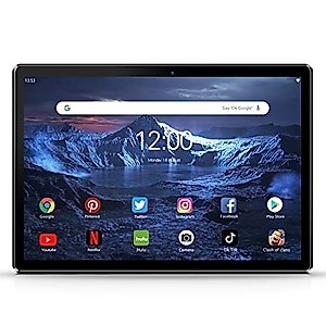 PRITOM 10'' Tablet Android 10 Phone Tablet with SIM Slot, 64GB Quad Core, IPS Touchscreen, 8MP Rear Camera WiFi GPS Bluetooth USB C, Support 3G Phone Call, Black