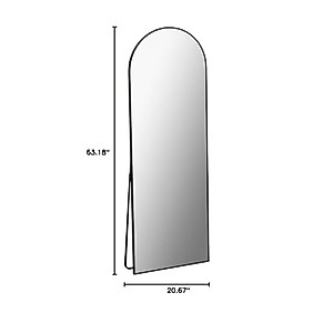 Elemango 64"x21" Arched Floor Mirror Full Length Mirror, Full Body Wall Mirror with Aluminum Frame, Arched-Top Full Mirror Standing Hanging or Leaning, Dressing Mirror for Bedroom Living Room, Black