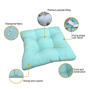 COZPLEN Bar Stool Cushions, Outdoor Patio Home Kitchen Square seat Cushions with Ties 12 Inches, Set of 2, Light Grey