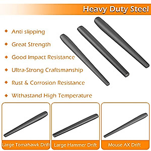 Blacksmith Drift Kit Blacksmith Hammer Eye Drift Tool Set Includes Knifemakers Tomahawk, Large Hammer and Mouse Axe Drift, Blacksmith Forging Tools, 3PCS