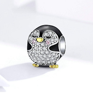 Penguin Charm 925 Sterling Silver Dog Charm Owl Charm Bird Charm Animal Charm Birthday Charm for Pandora Charm Bracelet (Penguin)