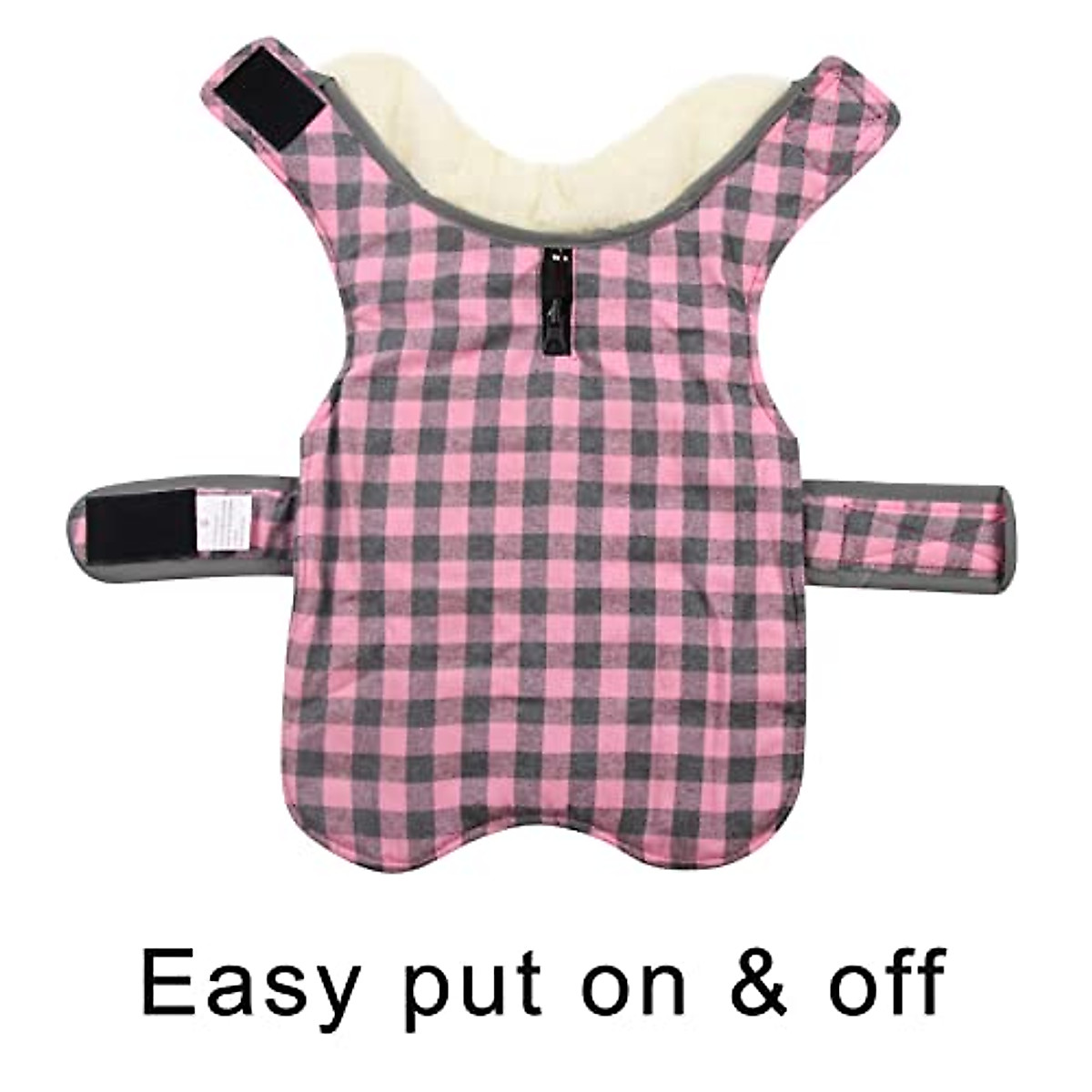 JoyDaog Reflective Belt Dog Coats for Small Dogs,Reversible Warm Puppy Jacket for Cold Winter,Pink S